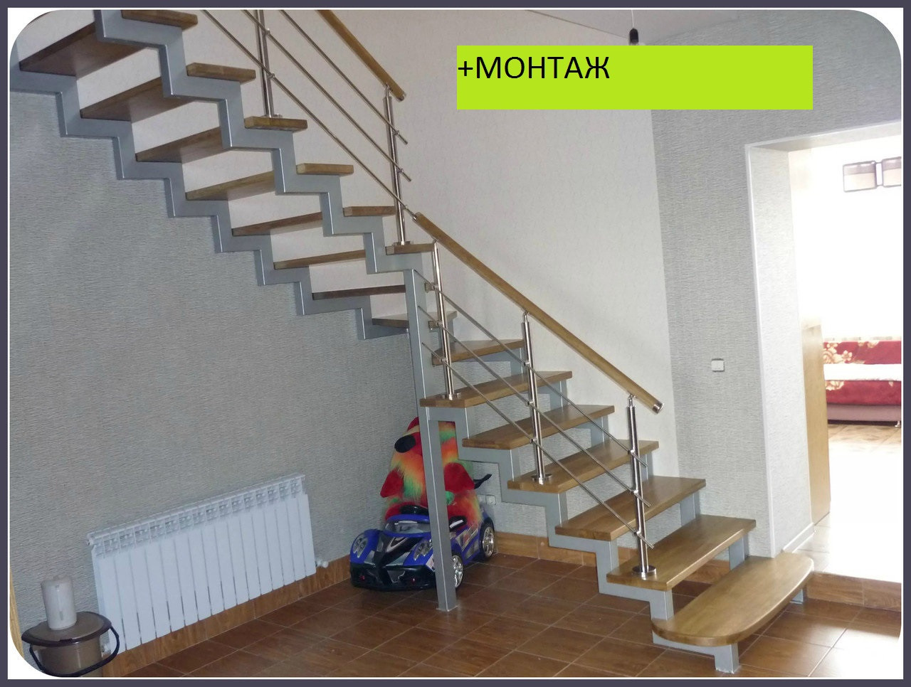Лестничный металлический косоур с коваными элементами модель 12 ...