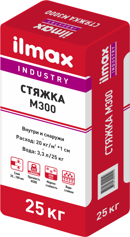 Растворная смесь сухая для стяжек ilmax industry стяжка M300 25 кг, РБ ...