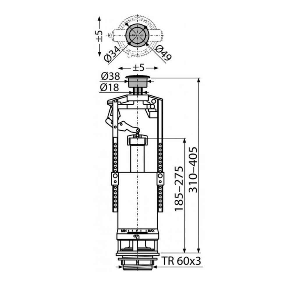 Сливной механизм Alcaplast A2000 CHROM со стоп кнопкой для ...