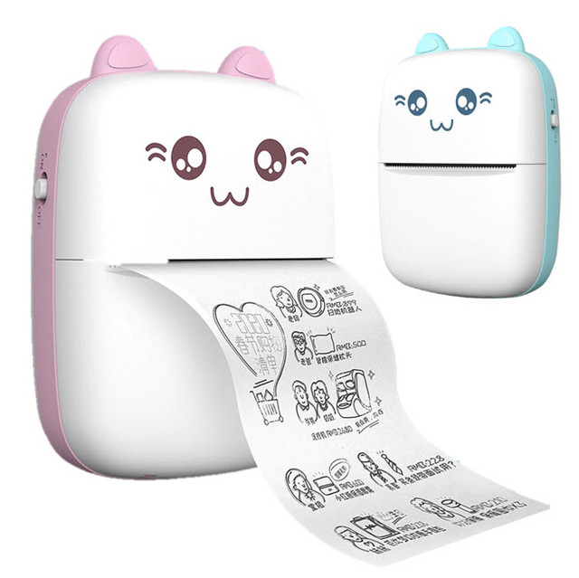 Портативный мини принтер Mini Learns Printer для печати с телефона. Медведь