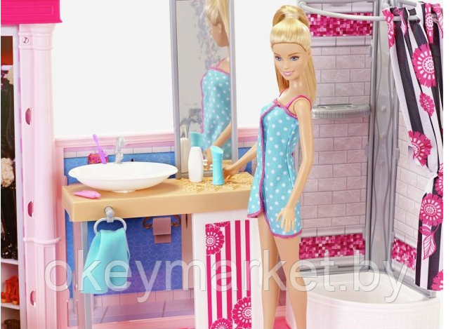Домик для Барби с 4 комнатами и бассейном + 3 куклы Barbie Dreamhouse ...