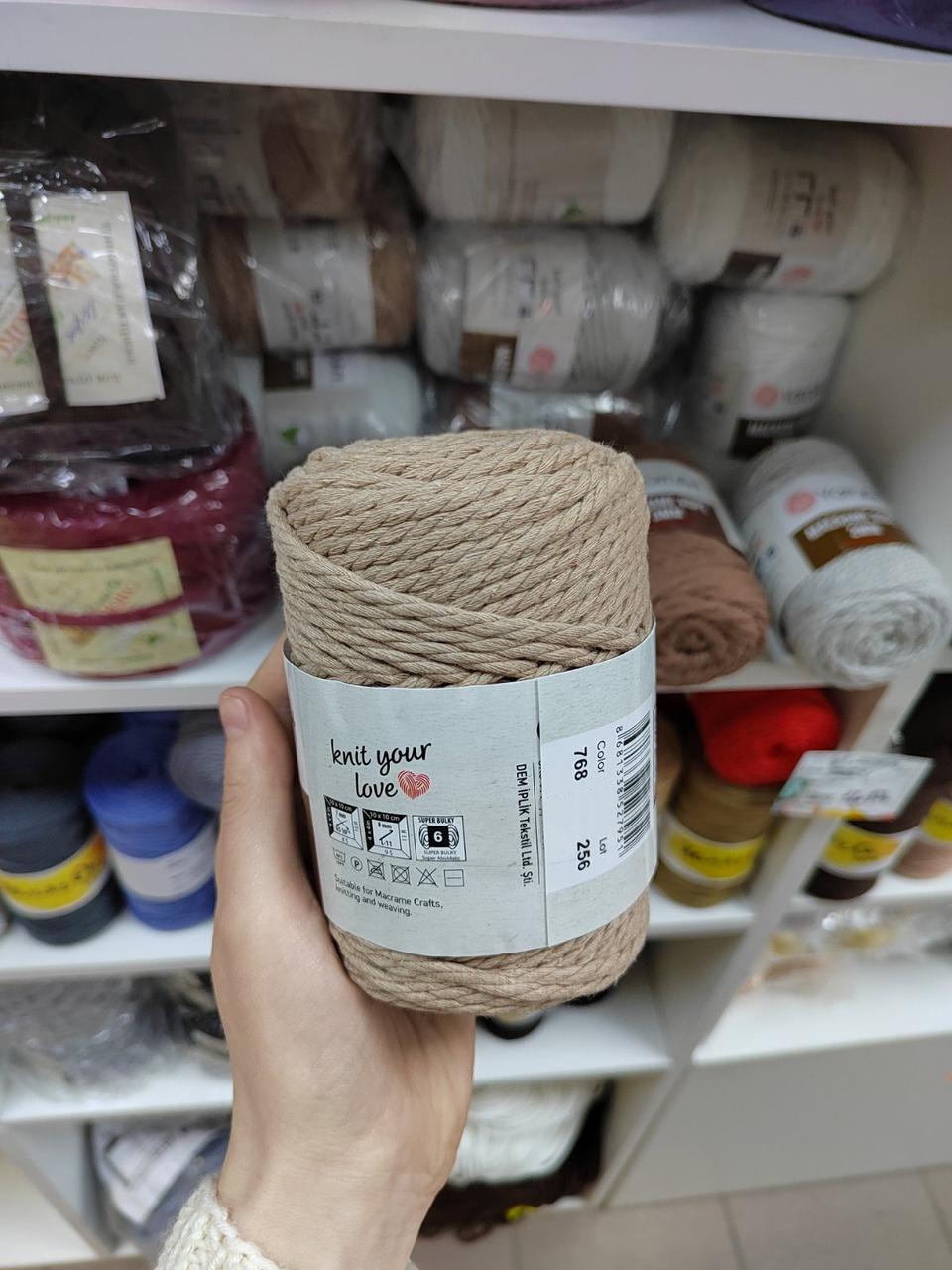 Крученый шнур для макраме YarnaArt Macrame Rope 3 мм цвет 768 беж ...