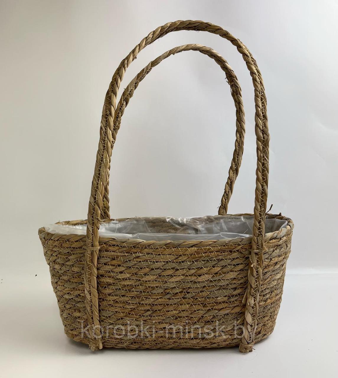 Плетеная корзина (рогоз), D35*15*Н14*НН44*В30*11см, Коричневый в Минске ...