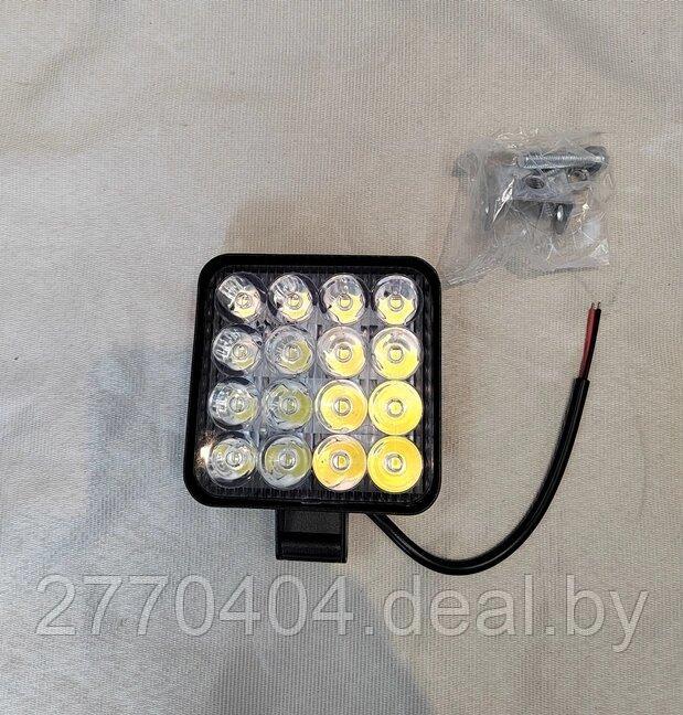 Фонарь рабочего света квадратный 85х85мм маленький (16LED) 10-30V, фара ...