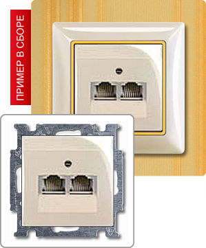 Купить ABB Basic 55 Розетка двойная компьютерная Слоновая кость в Минске по цене