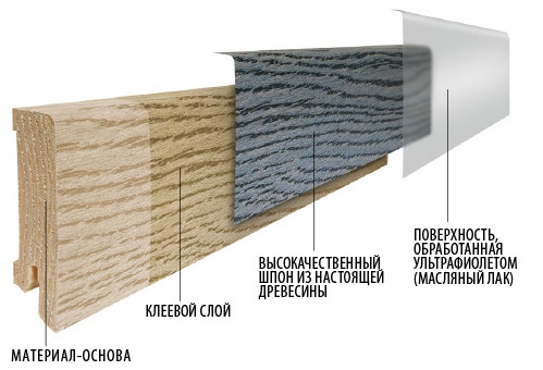 Напольный деревянный шпонированный плинтус Barlinek Дуб Touch P61 ...